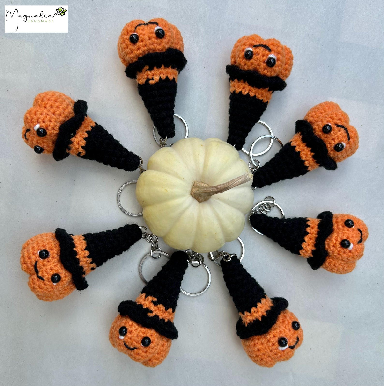 Crochet Pumpkin Keychain: Handmade Amigurumi Pumpkin Bag Charm for Fall ...