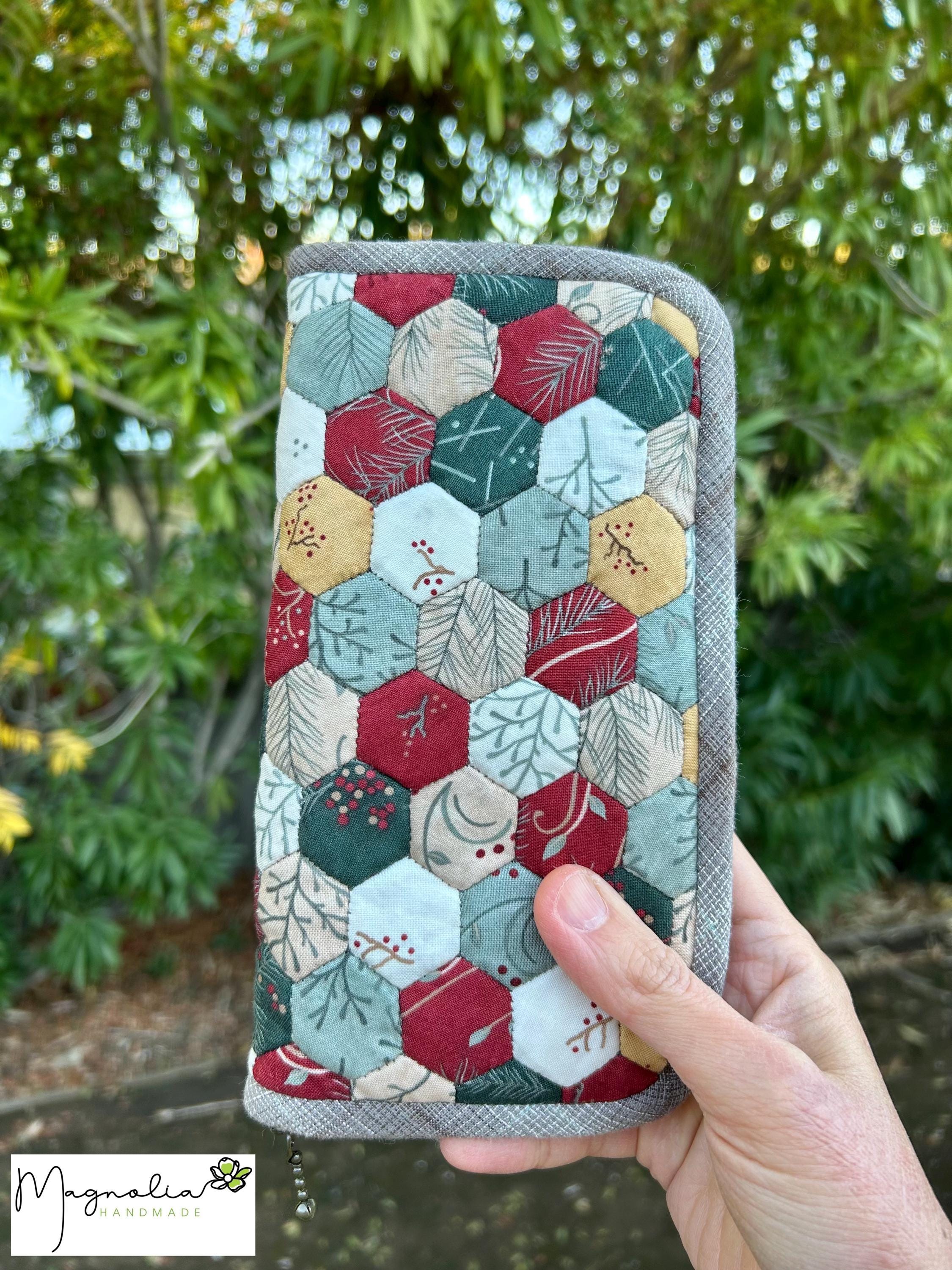 Hexagon Patchwork Continental Wallet: Handmade Quilted Cotton Zip ...