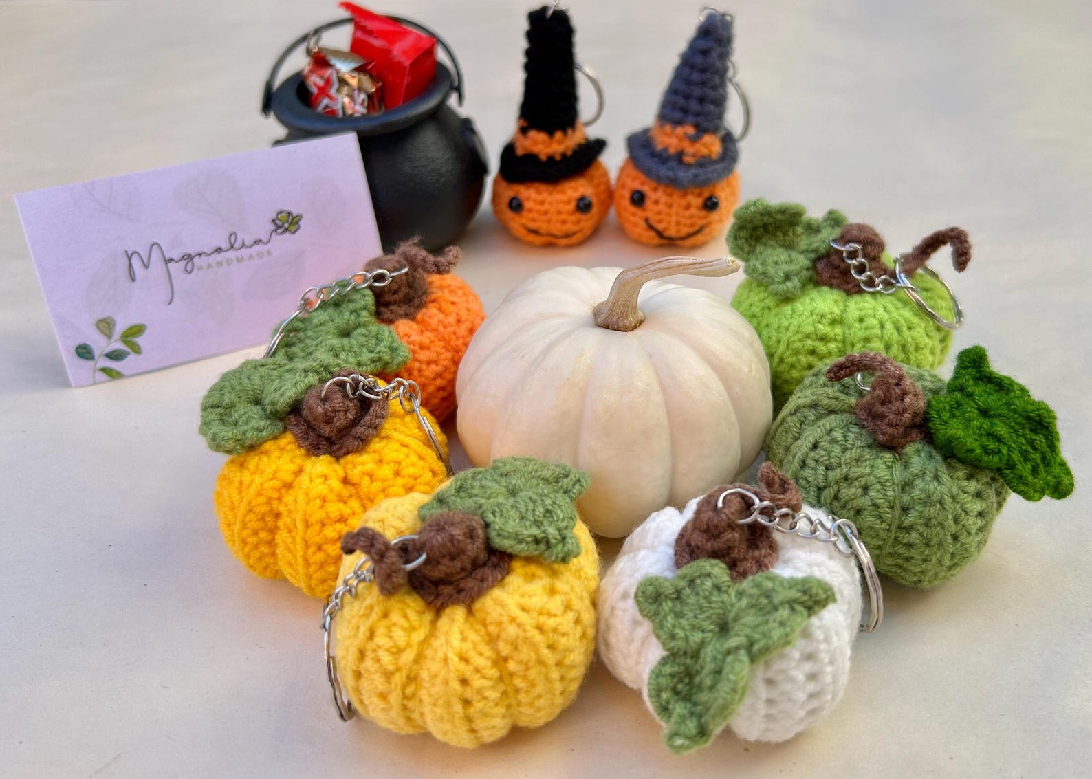 Crochet Pumpkin Keychain: Handmade Amigurumi Pumpkin Bag Charm for Fall ...