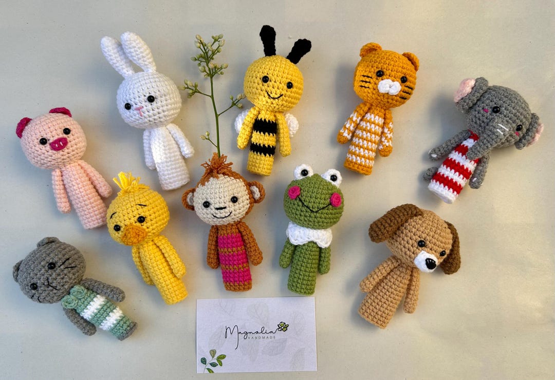 Crochet Animal Finger Puppets: Handmade Toys or Storytelling Props for ...