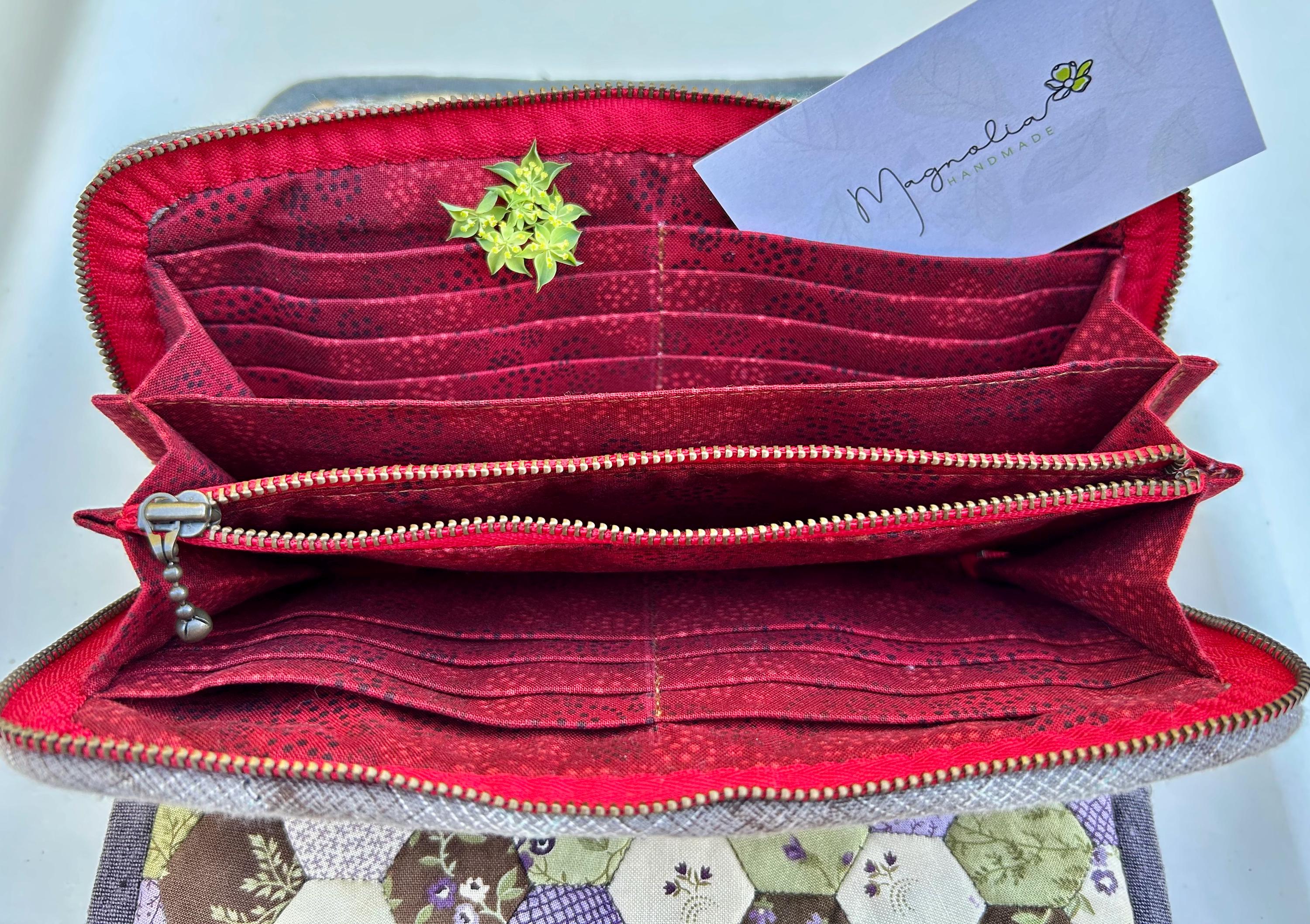 Hexagon Patchwork Continental Wallet: Handmade Quilted Cotton Zip ...