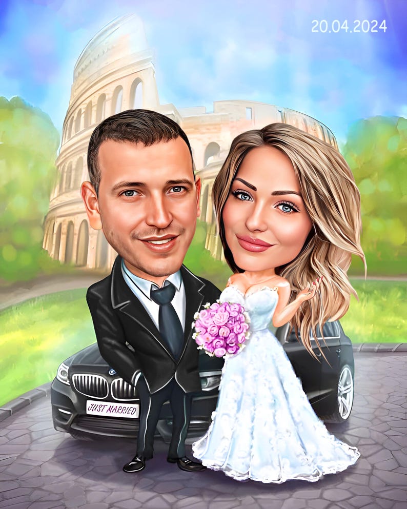 Custom Wedding Caricature, Digital Caricature, Personalized Gift - Etsy
