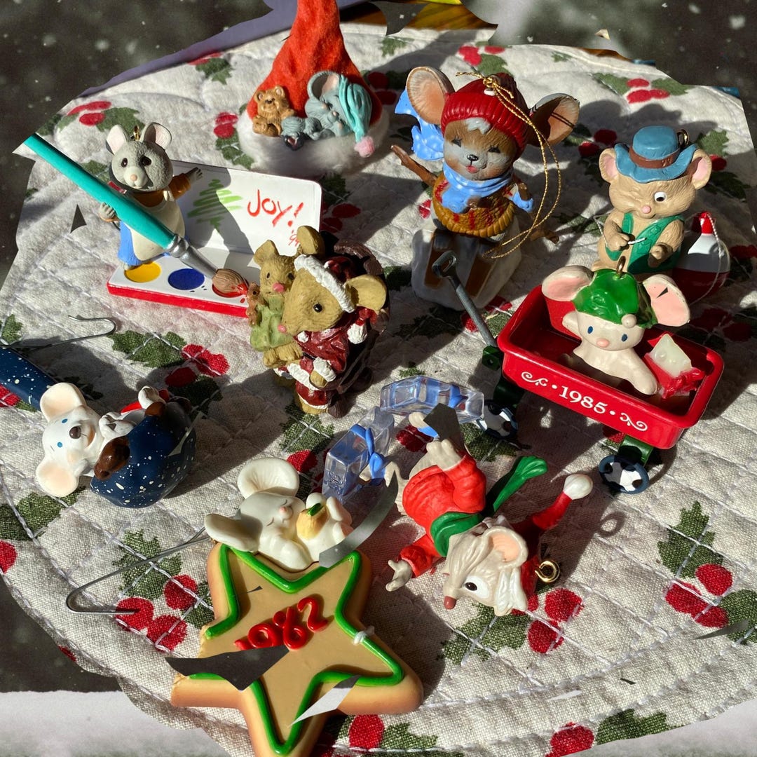 Large Lot Mice Mouse Figurines Christmas Ornament / Miniature / Vintage ...