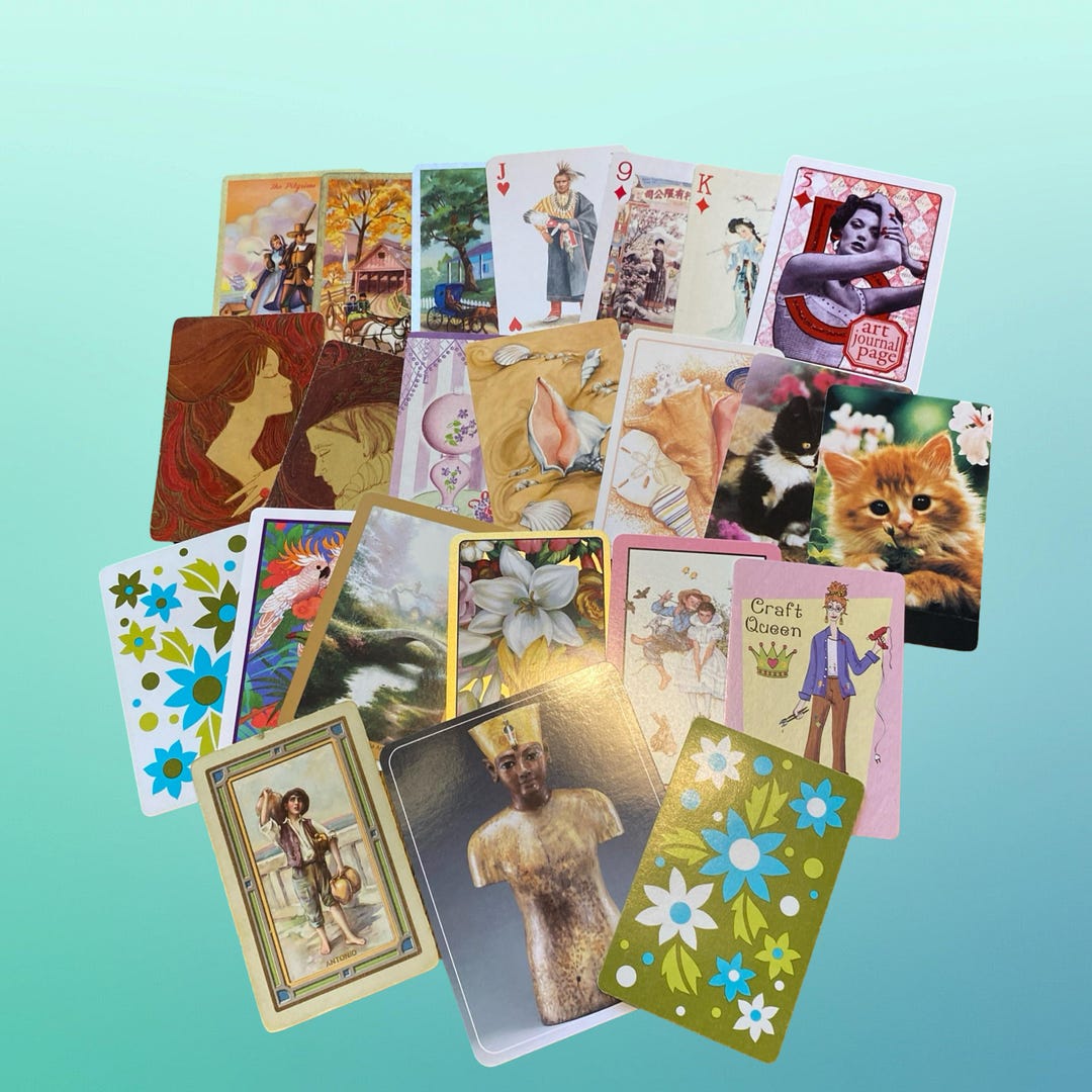 20+ Assorted Mixed Media Playing Cards / Swap / ATC / Tags / Junk ...