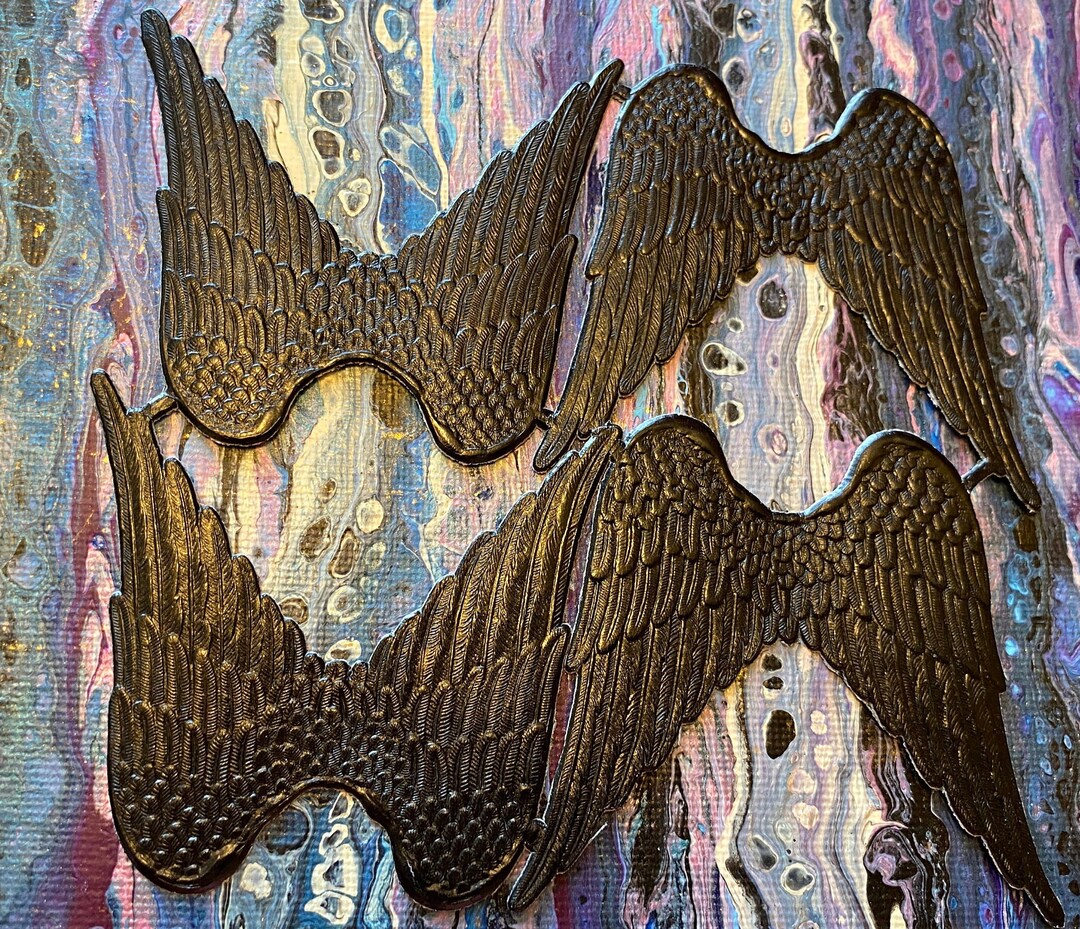 Large Embossed Black Angel Wings Diecut Victorian Scrap / - Etsy