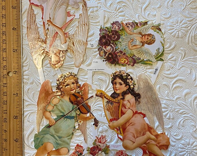 4 Vintage Victorian Angels German Scrap / Scrapbook / Junk - Etsy