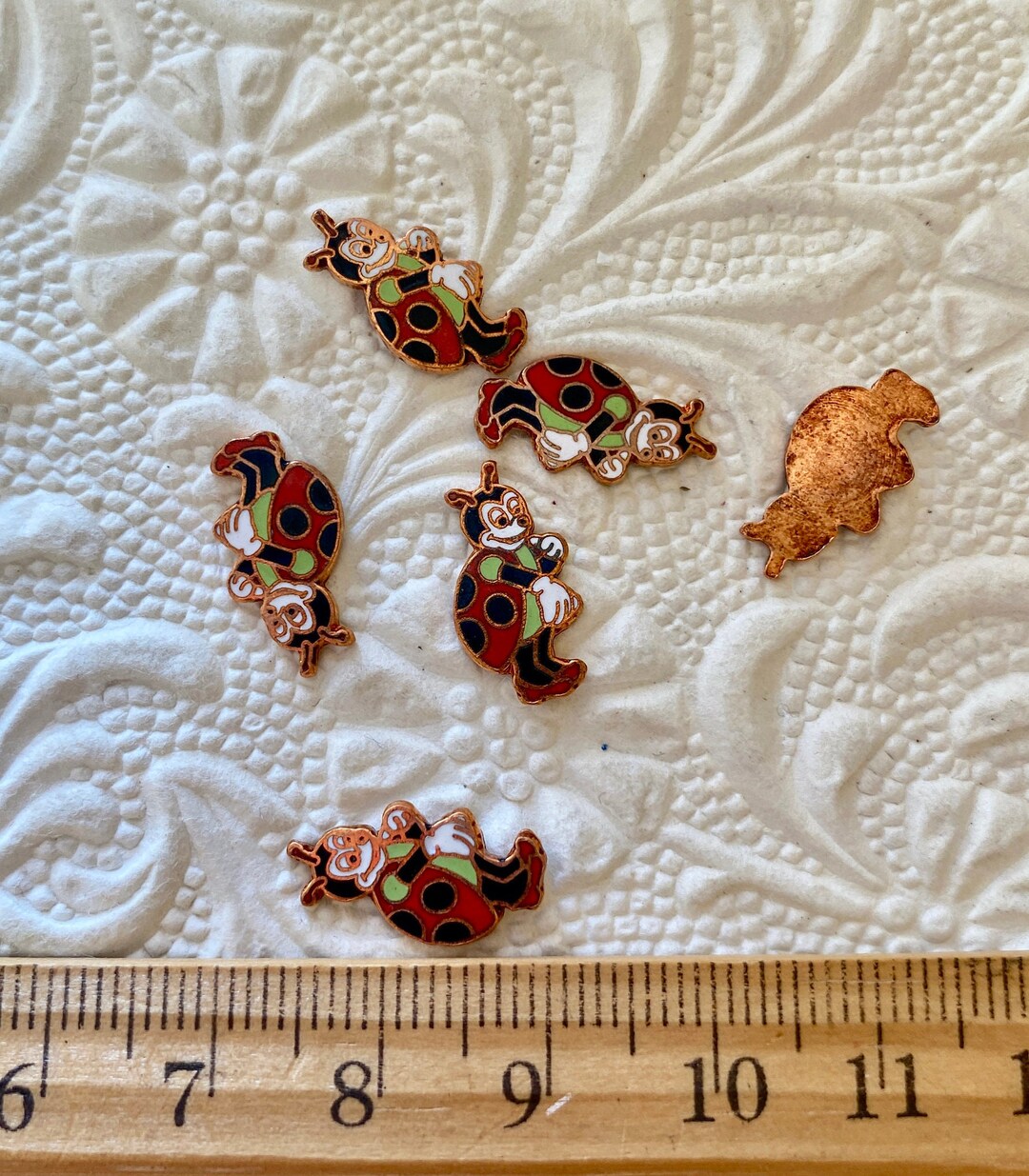 10 Pcs Vintage Disney Ladybug Enamel Charms Flatbacks / Resin Art ...