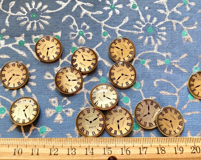 12 Vintage Clock Face Buttons / Mixe Media / Crafts / Junk Journals ...