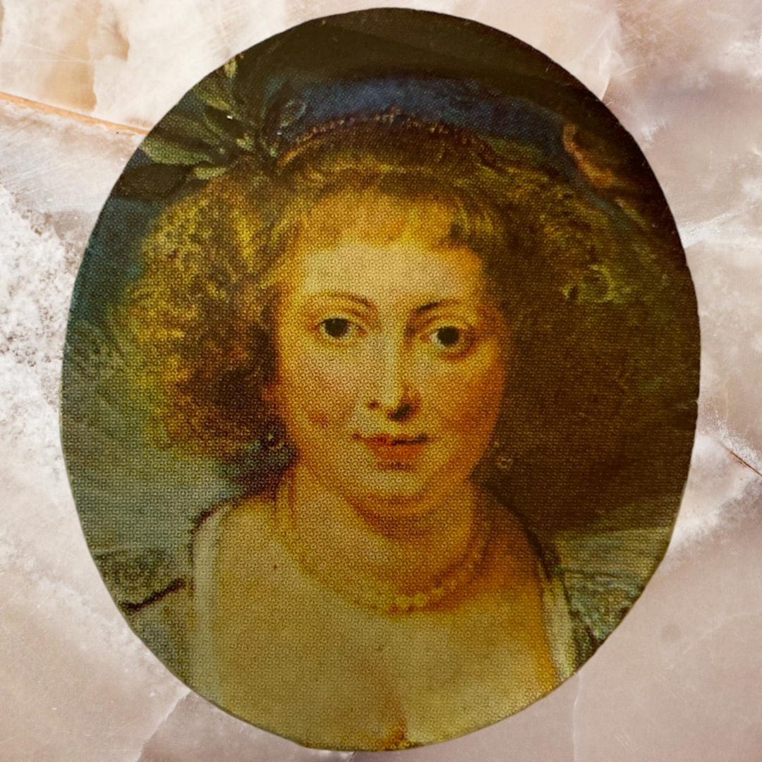 17th Century Lady Portrait / Vintage 46x32mm Image on Aluminum Cameo ...