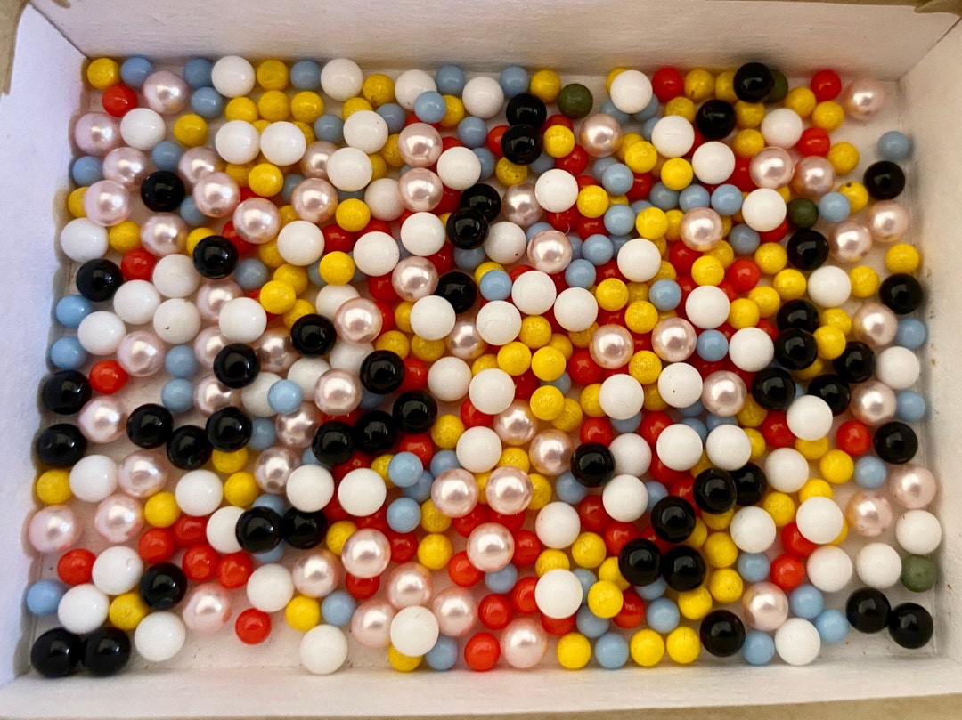 1/2 Oz Vintage Assorted Sizes Colors Round No Hole Pearl Mix / Jewelry ...