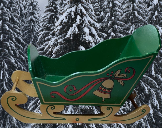 Vintage Wooden Mrs Sees Tabletop Sleigh Candy Container / Christmas ...