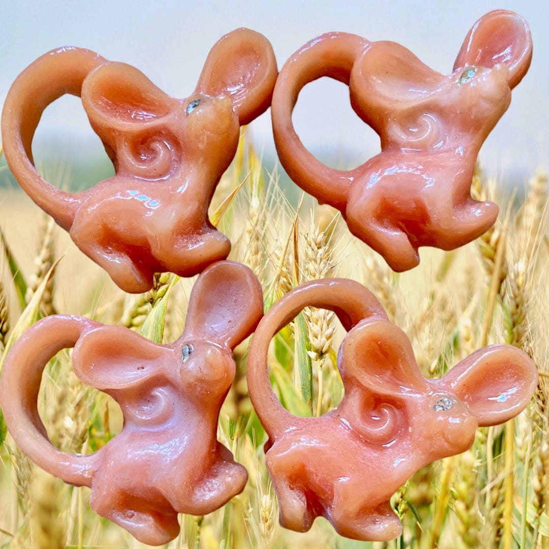 4 Vintage Flat Back Resin Mouse Mice Cabochons / Diy Jewelry / Vintage ...