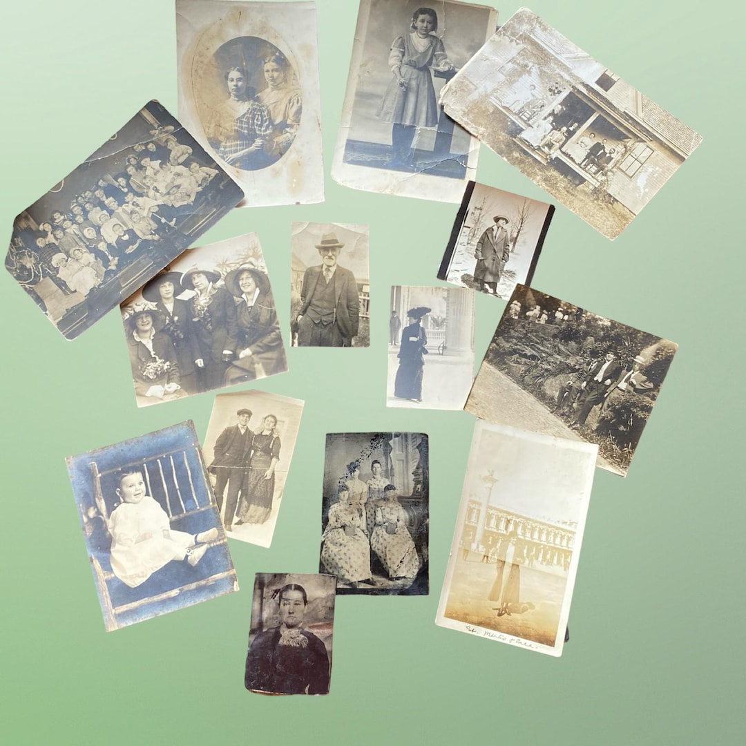 14 Antique Photos 1900 Vintage Paper Ephemera / Scrapbooking Pieces ...