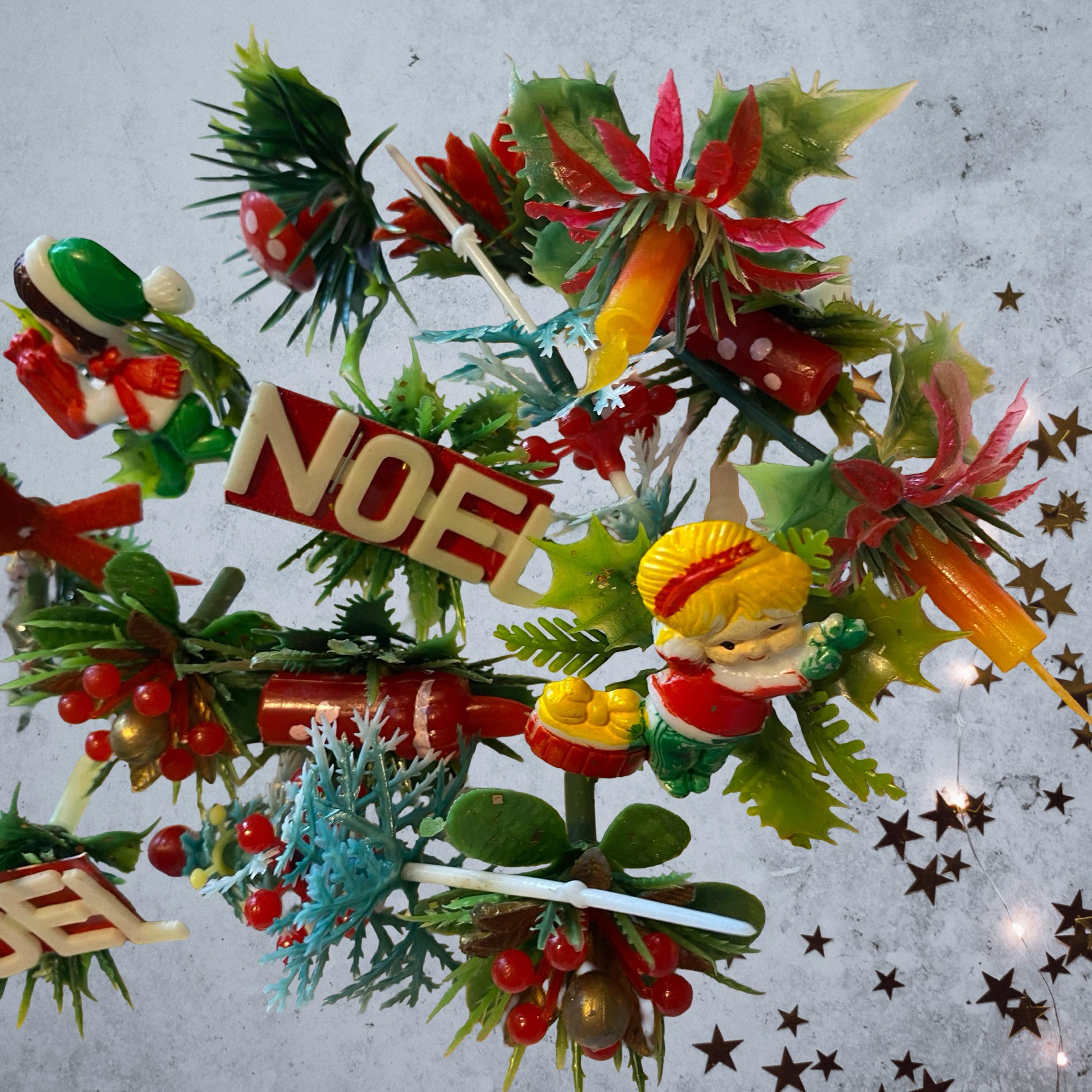 12 Vintage Christmas Floral Picks - Kitschy Miniature Stems - Etsy