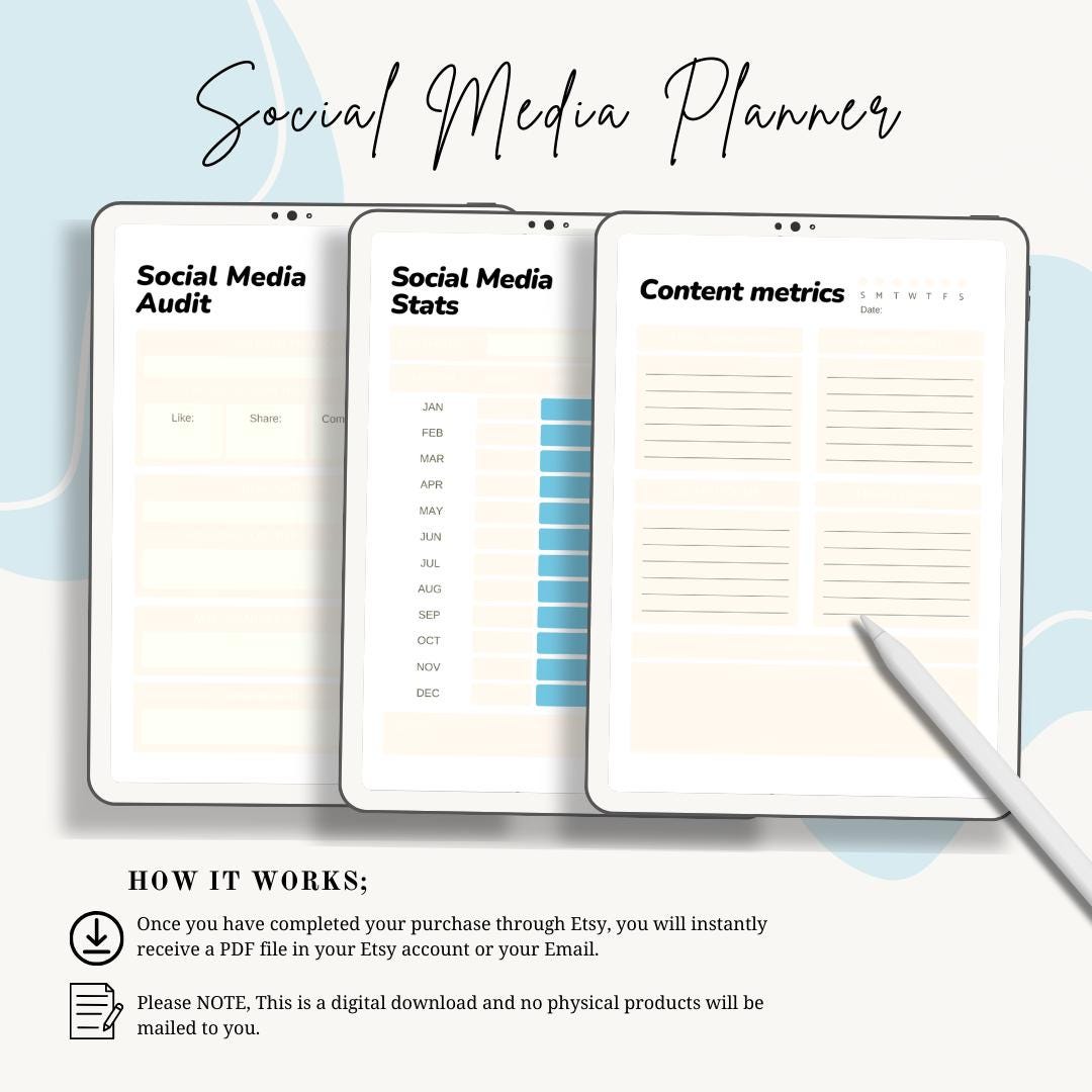 Social Media Planner Bundle, Instagram Planner Printable, Pinterest ...