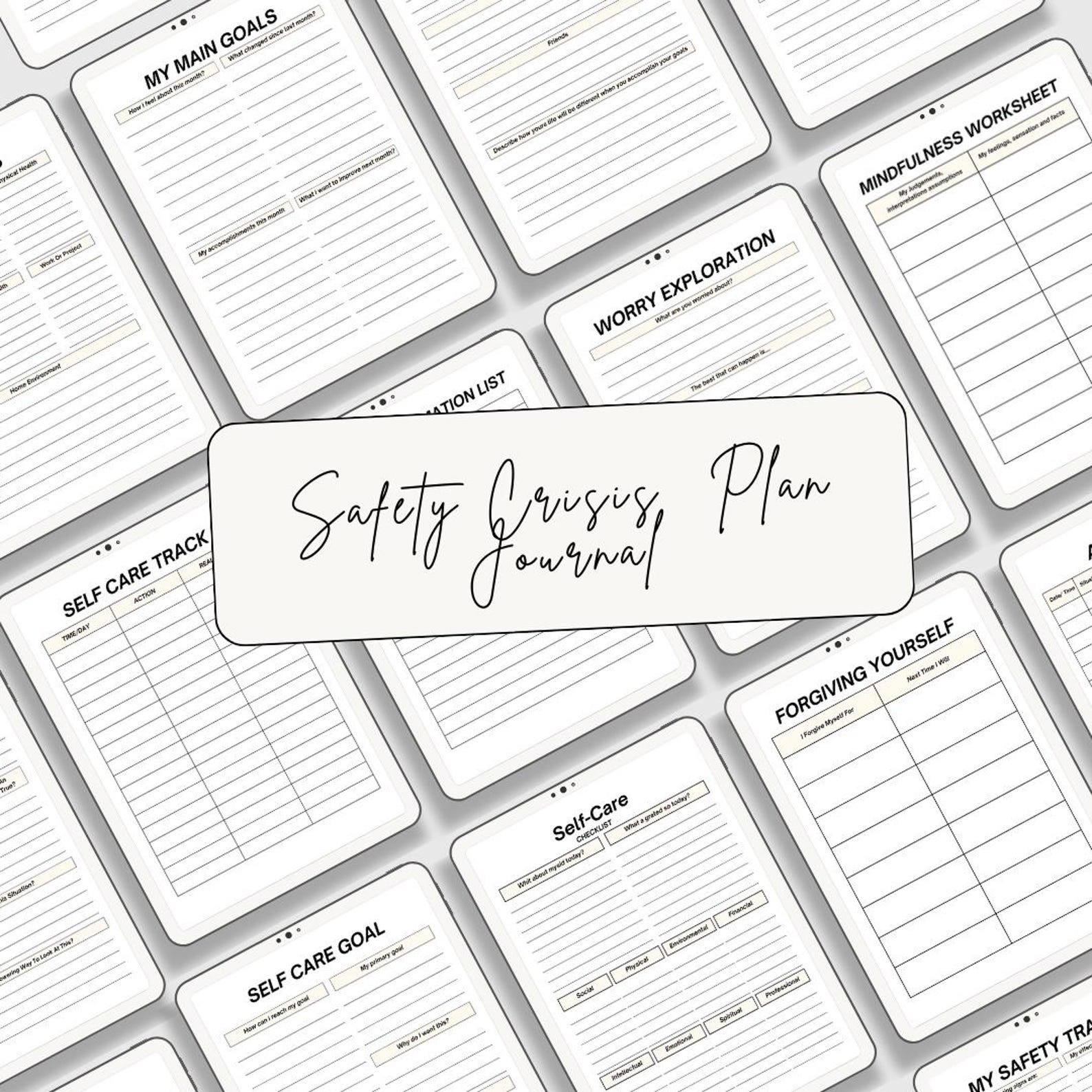Safety Plan Worksheets, Crisis Plan Workbook, Counseling Tool, Therapy ...