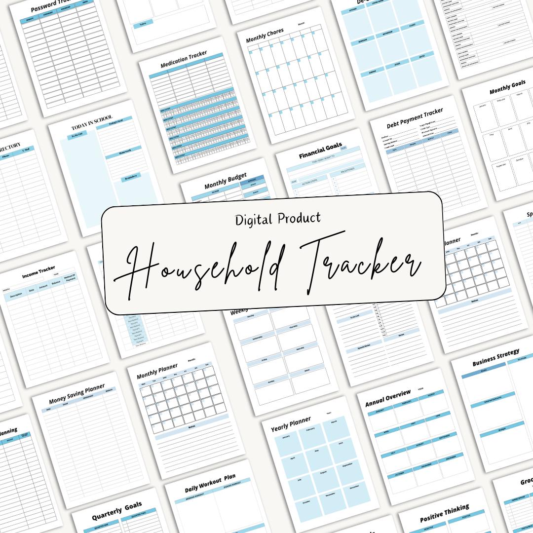 Household Tracker Organizer, Family Tracker System, Home Management ...