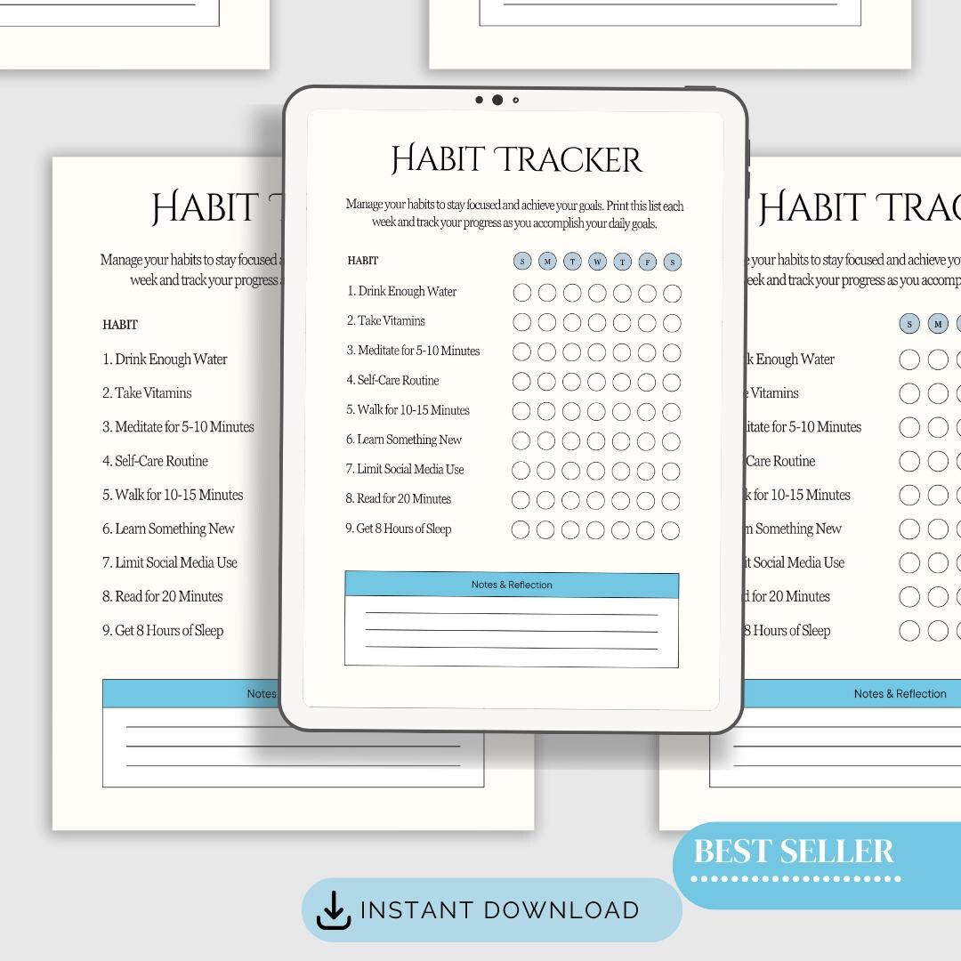 Habit Tracker, Printable Monthly Habit Track, Habit Challenge ...