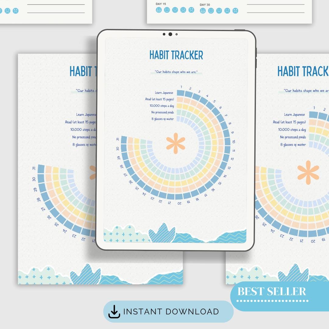 Circle Habit Tracker, Printable Monthly Habit Track, Habit Challenge ...