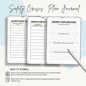 Safety Plan Worksheets, Crisis Plan Workbook, Counseling Tool, Therapy ...