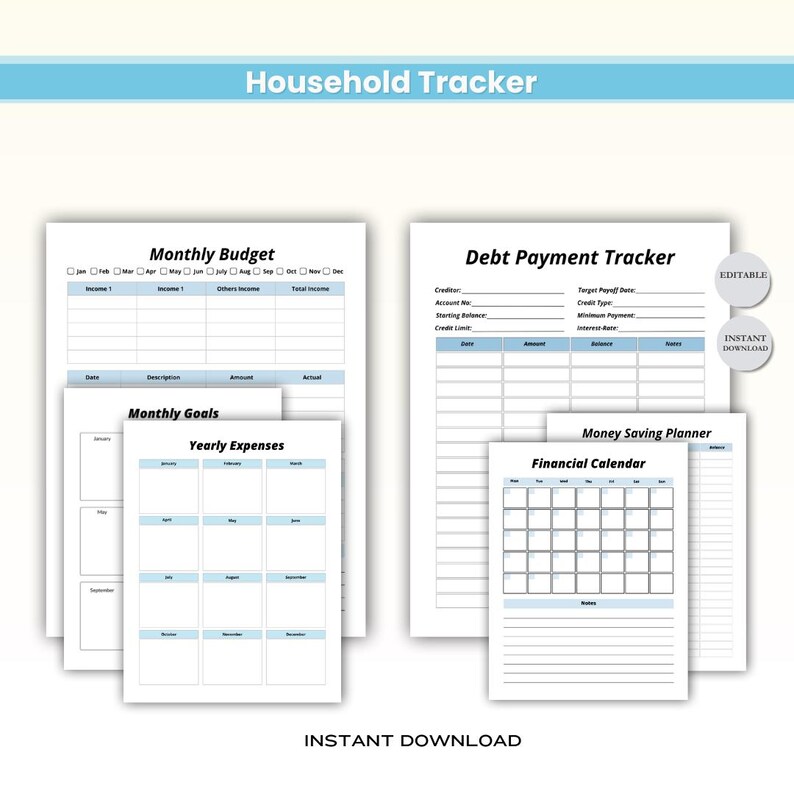 Household Tracker Organizer, Family Tracker System, Home Management ...