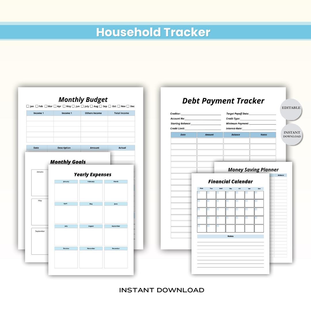 Household Tracker Organizer, Family Tracker System, Home Management ...