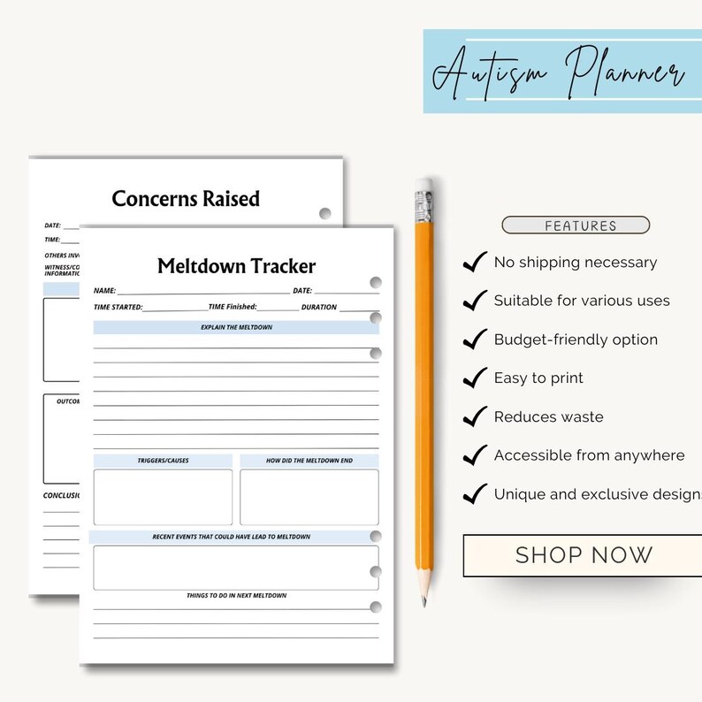 Autism Planner With Inspirational Quotes, Weekly Organizer, Planner for ...