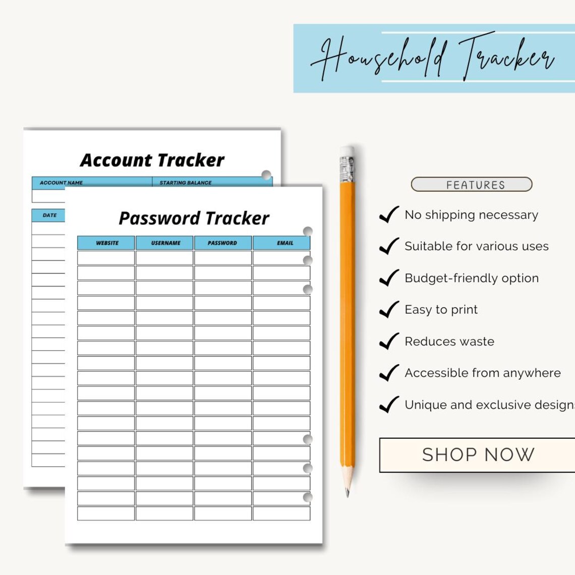 Household Tracker Organizer, Family Tracker System, Home Management ...