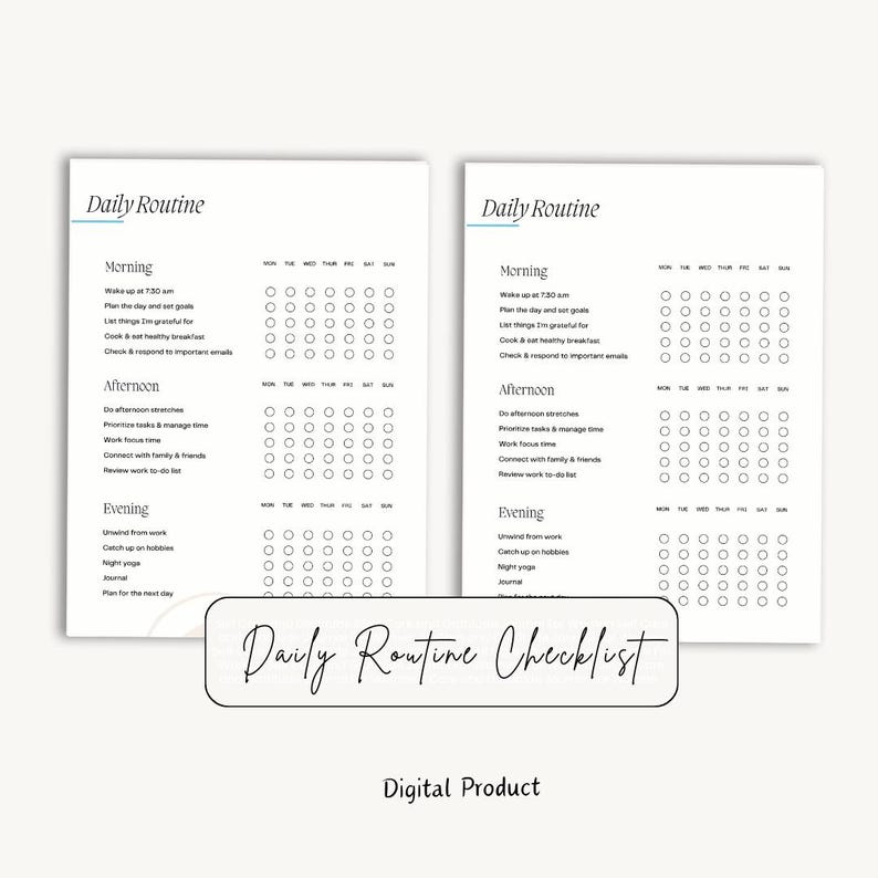 Daily Routine Tracker/checklist, to Do List Printable, Today Plan ...