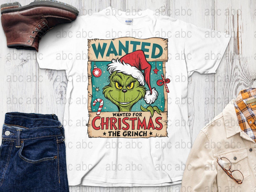 Christmas Grinch Tshirt Design PNG Wanted Poster Download Funny Holiday ...