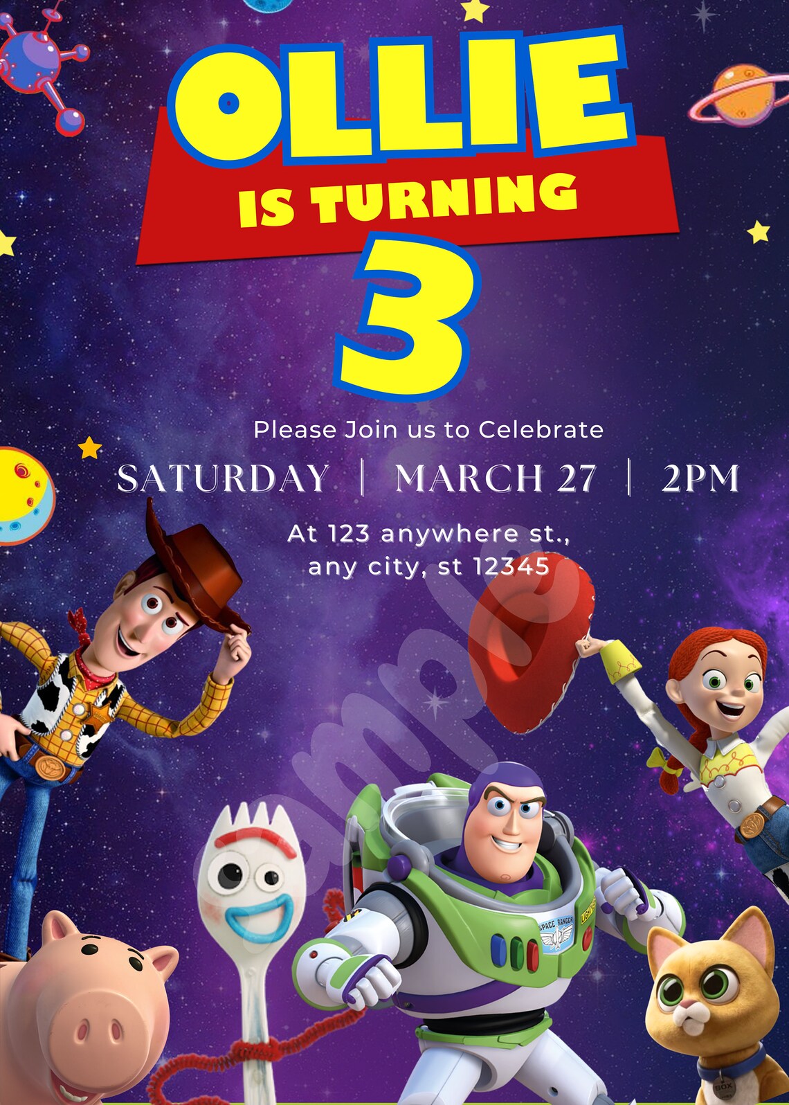 Toy Story Bithday Invitation Cards - Party Supplies - Two Infinity and ...