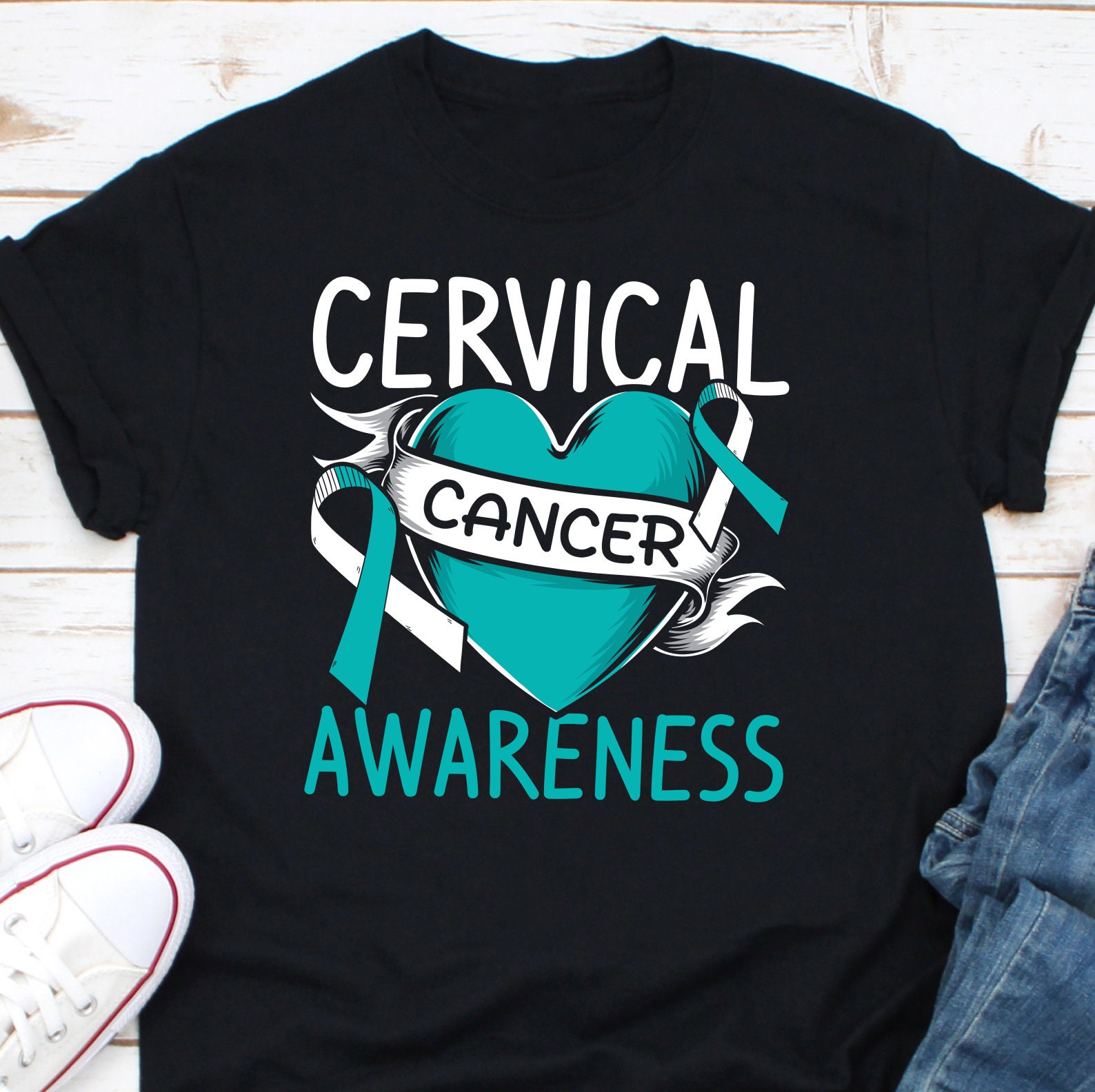 Cervical Cancer Awareness Shirt, I Wear Teal for Cervical Cancer ...
