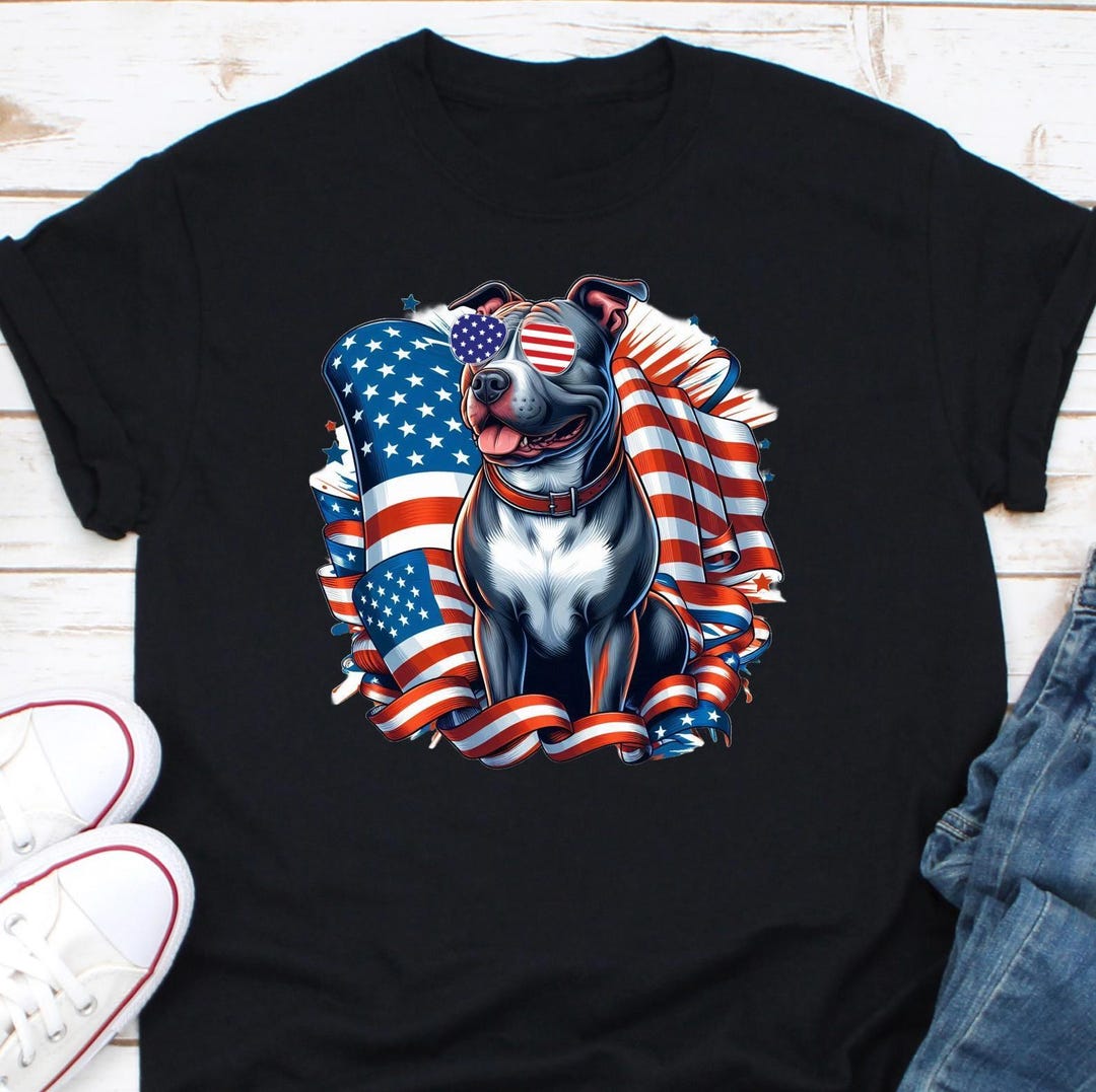 American Flag Pit Bull Shirt, Proud Dog Pitbull Dad Shirt, American Pit ...