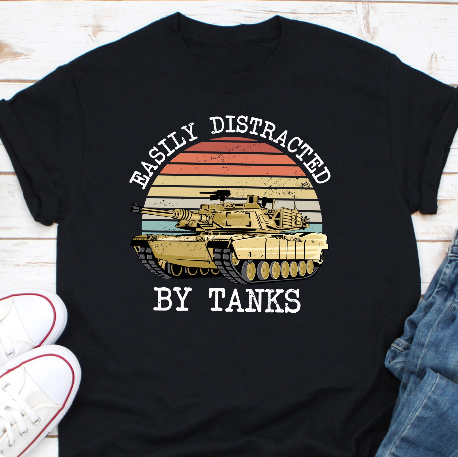 Easily Distractedby Tanks Shirt, Gift for Tank Lover, Retro Tank Shirt ...