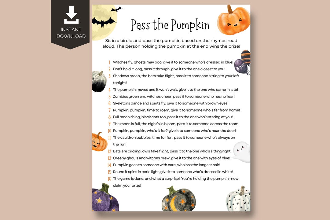 Pass the Pumpkin Game | Halloween Pass the Prize/present Game ...