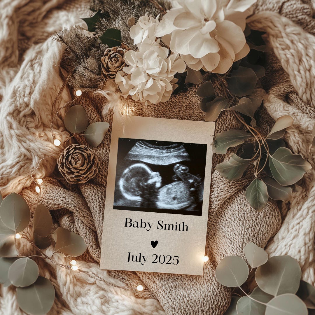 Minimalist Gender Neutral Pregnancy Announcement Digital Template for ...