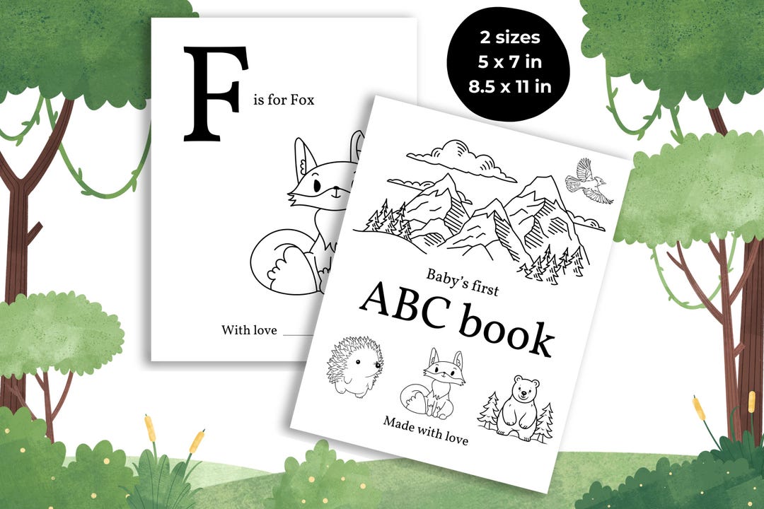 ABC Alphabet Baby Shower Book Woodland Fox Baby Memory Book Fall ...