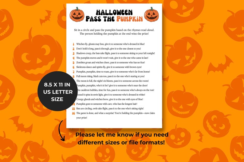 Pass the Pumpkin Game | Halloween Pass the Prize/present/gift Game ...