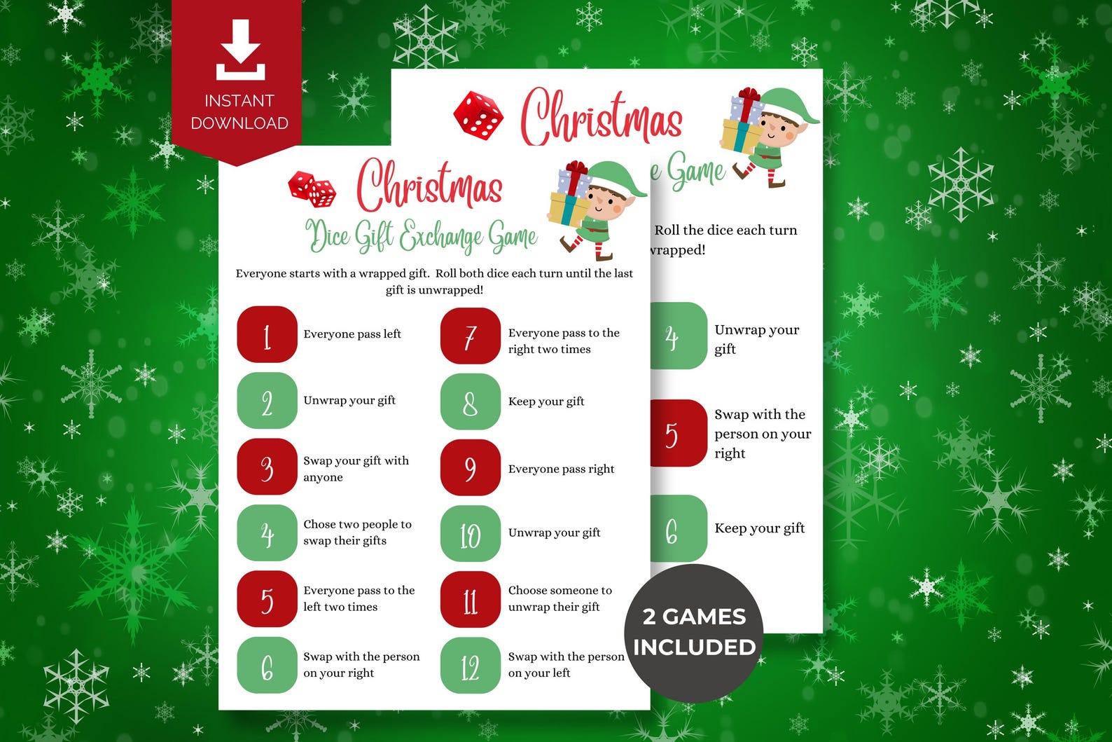 Christmas Elf Dice Gift Exchange Game | Gift/present Swap Game | Pass ...