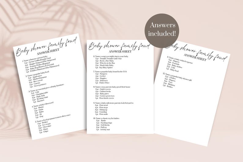 Family Feud Baby Shower Game | Printable Baby Shower Activity | It's a ...