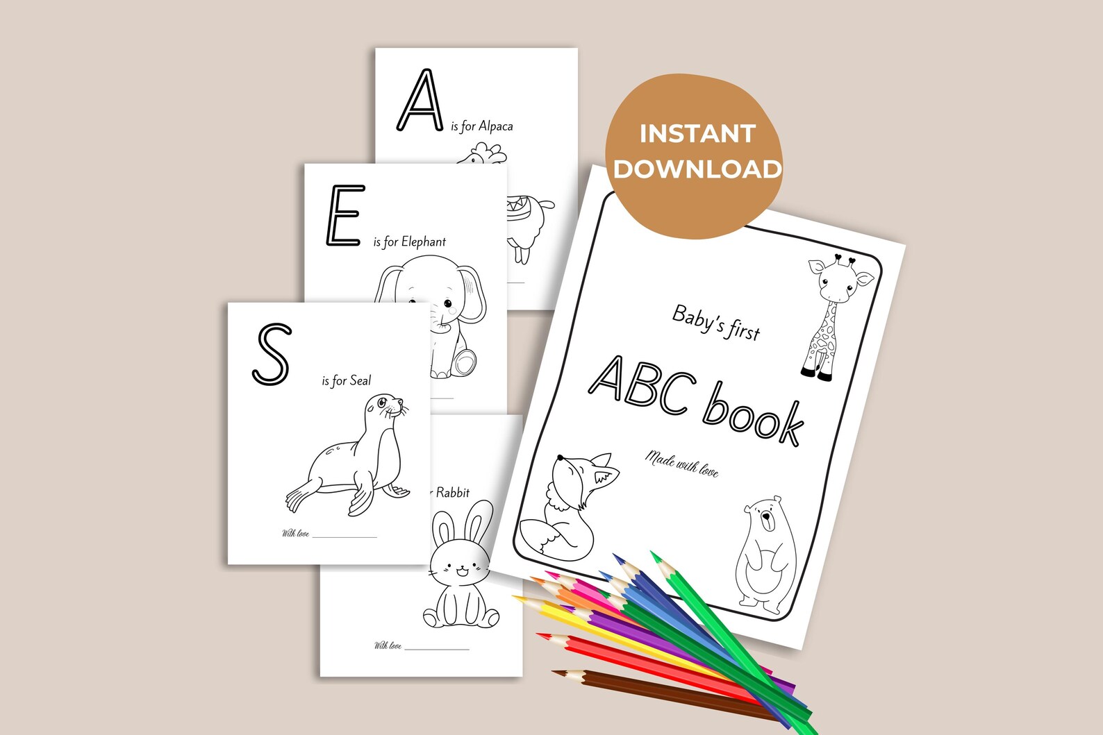 Baby Shower ABC Book | Baby's First ABC Book | ABC Coloring Book | Baby ...