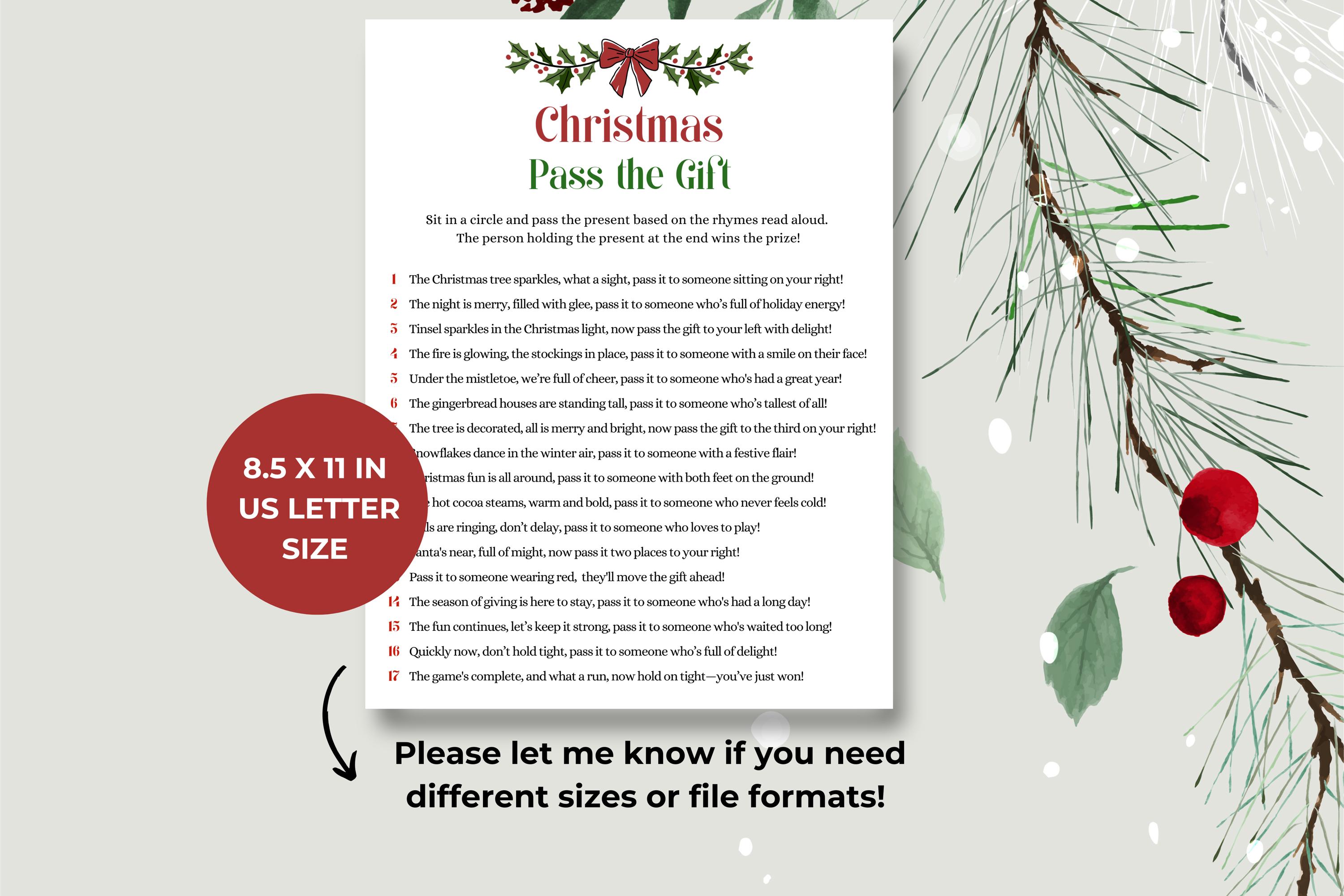 Christmas Pass the Gift Game | Printable Gift Exchange Game Swap and ...