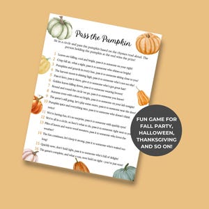 Pass the Pumpkin Game | Pass the Prize/present/gift Game | Thanksgiving ...