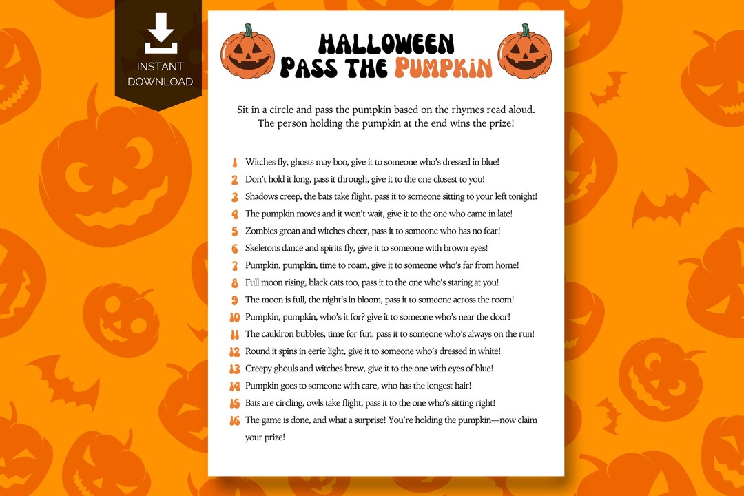 Pass the Pumpkin Game | Halloween Pass the Prize/present/gift Game ...