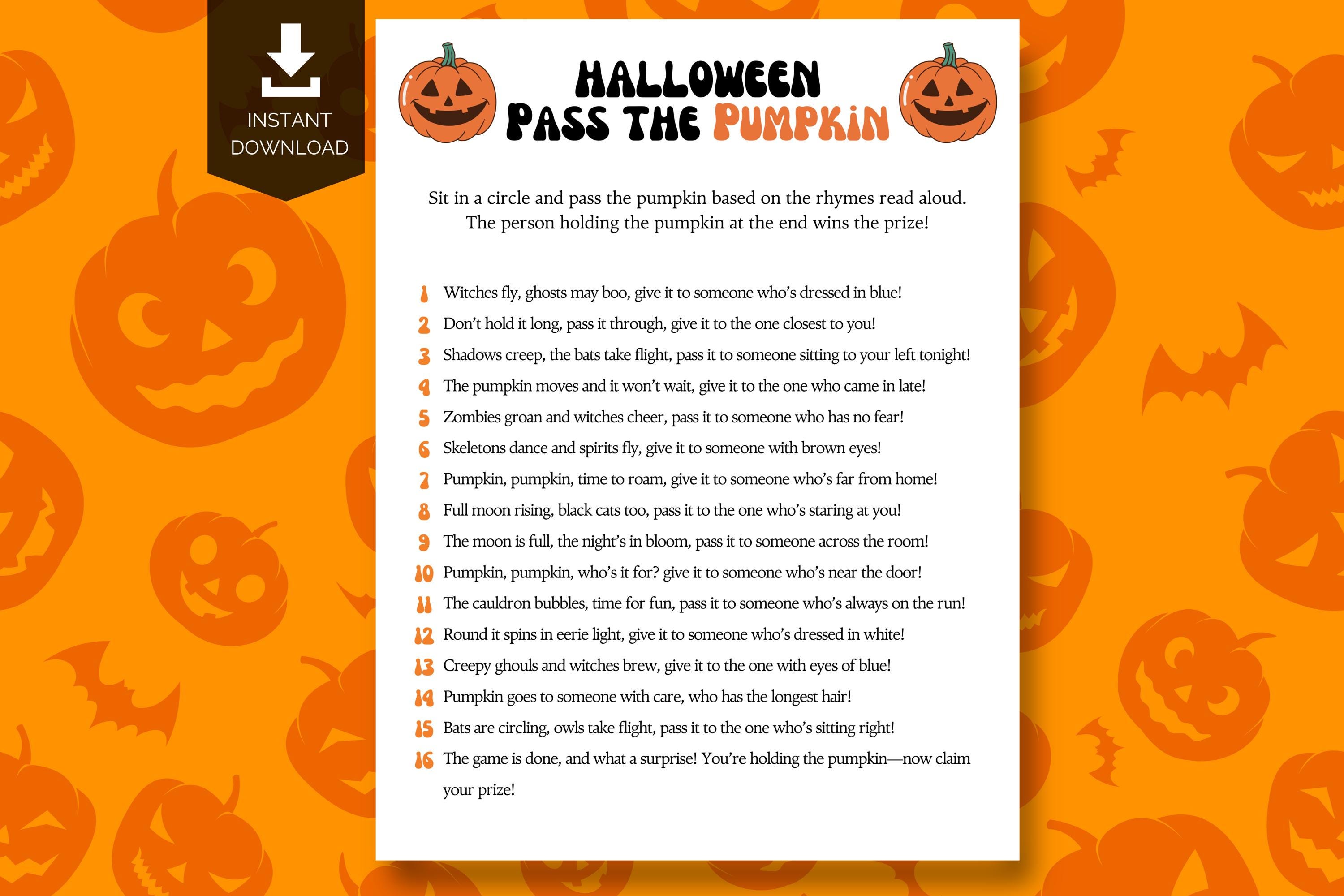 Pass the Pumpkin Game | Halloween Pass the Prize/present/gift Game ...