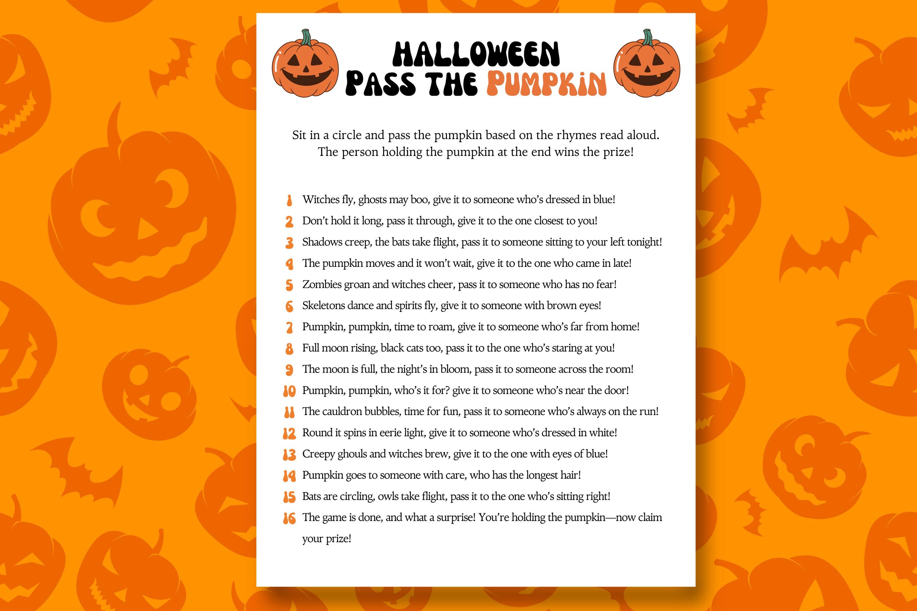 Pass the Pumpkin Game | Halloween Pass the Prize/present/gift Game ...