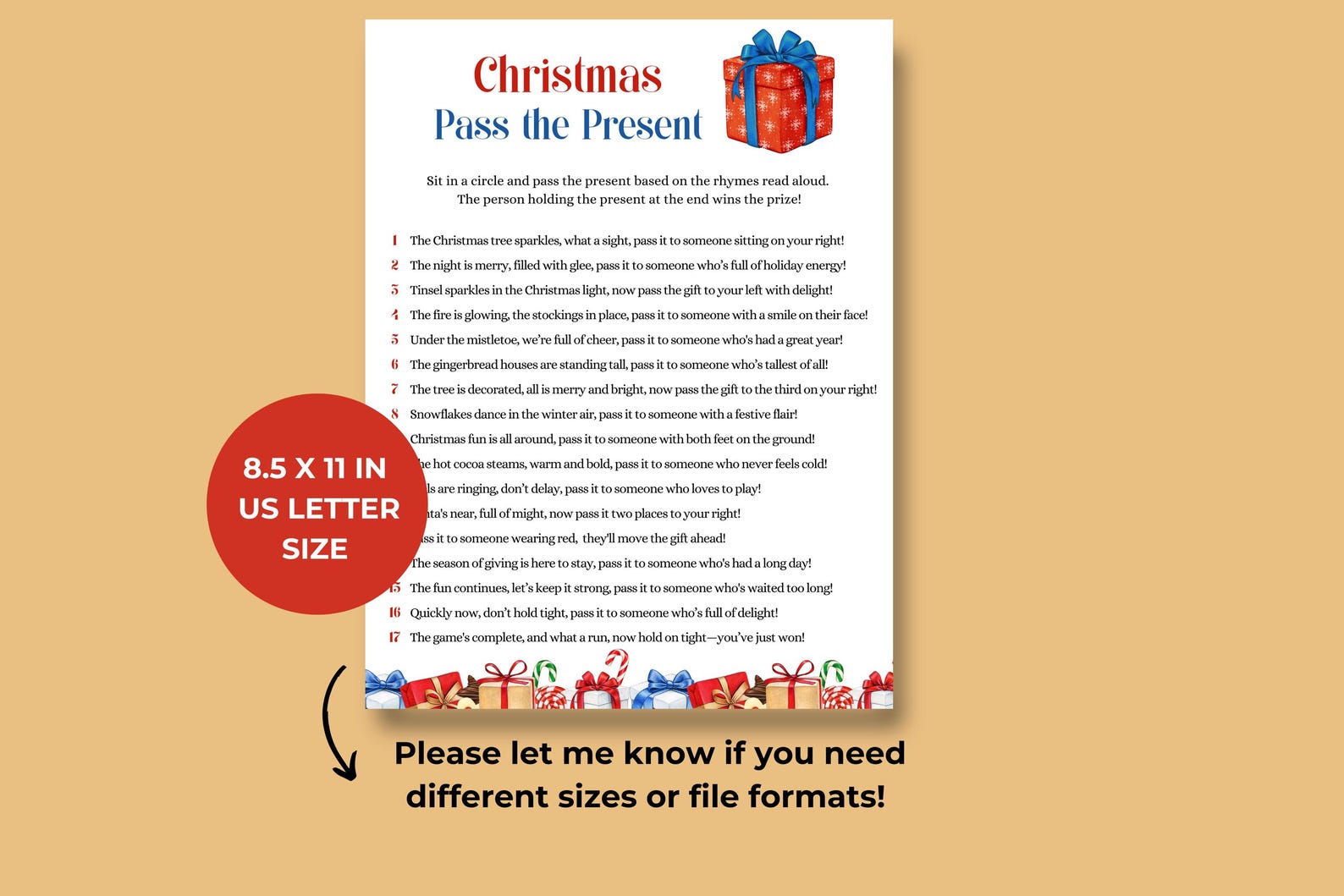 Christmas Pass the Present | Christmas Printable Gift Exchange Game ...