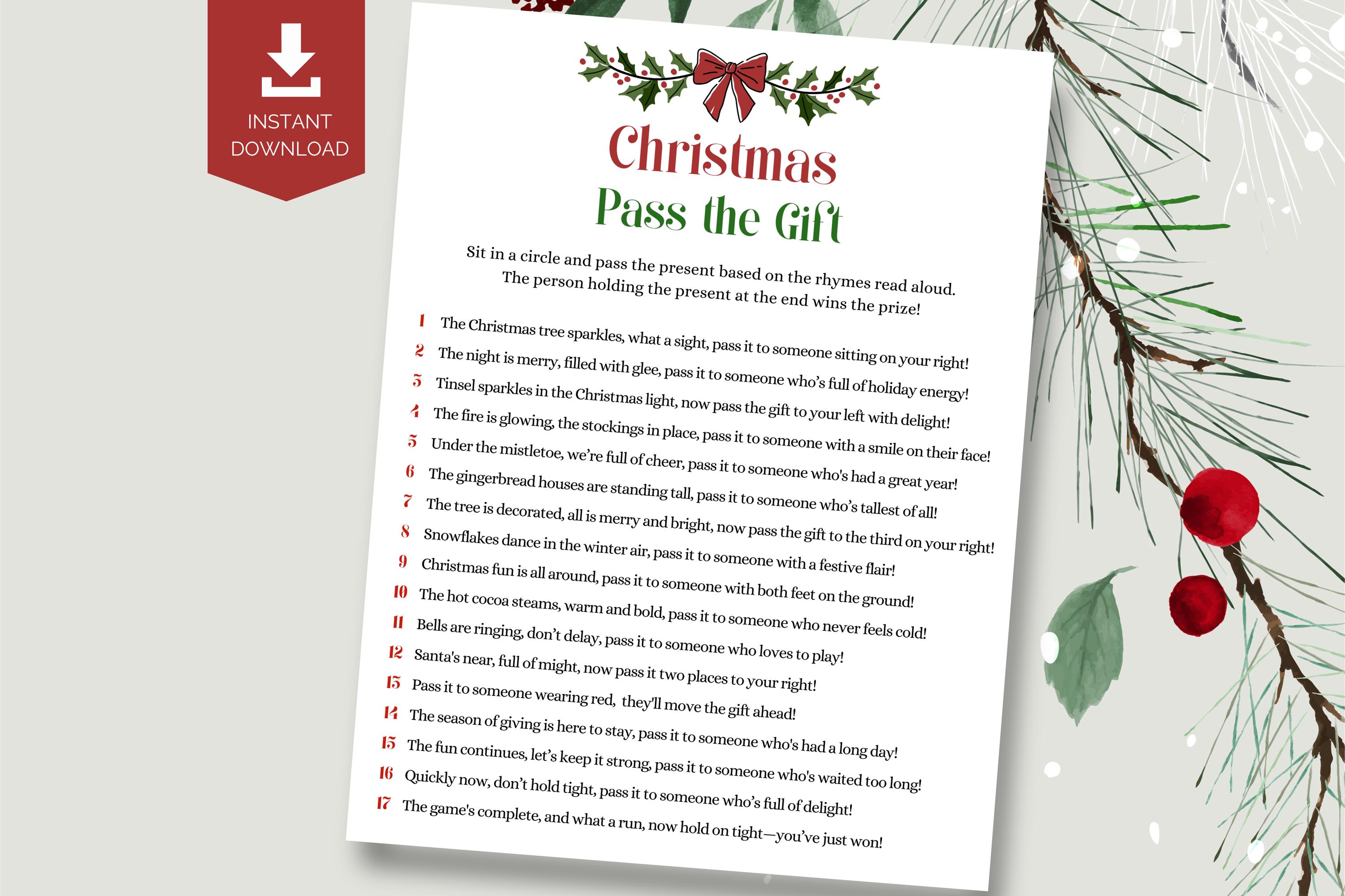 Christmas Pass the Gift Game | Printable Gift Exchange Game Swap and ...