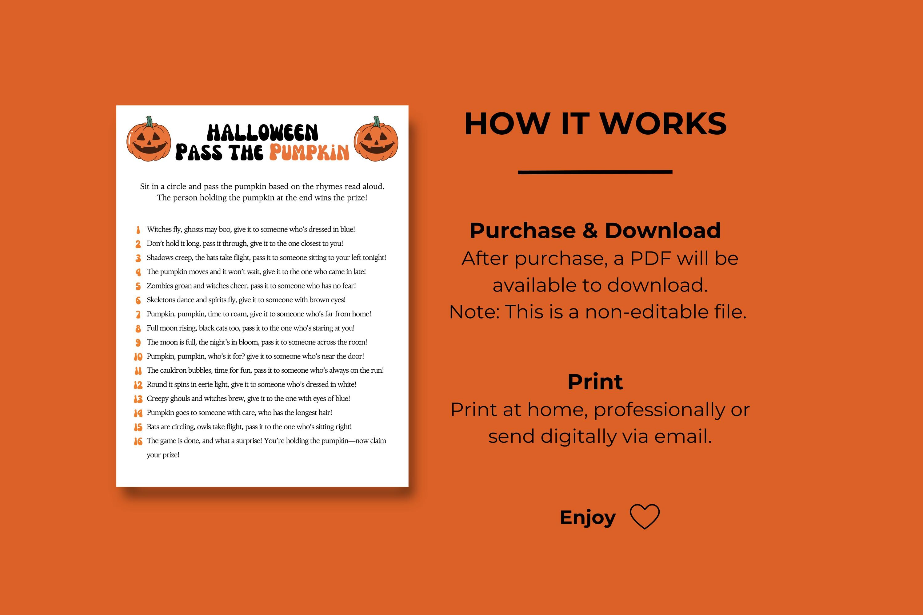 Pass the Pumpkin Game | Halloween Pass the Prize/present/gift Game ...