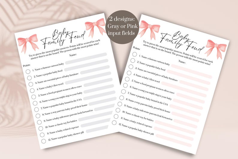Family Feud Baby Shower Game | Printable Baby Shower Activity | It's a ...